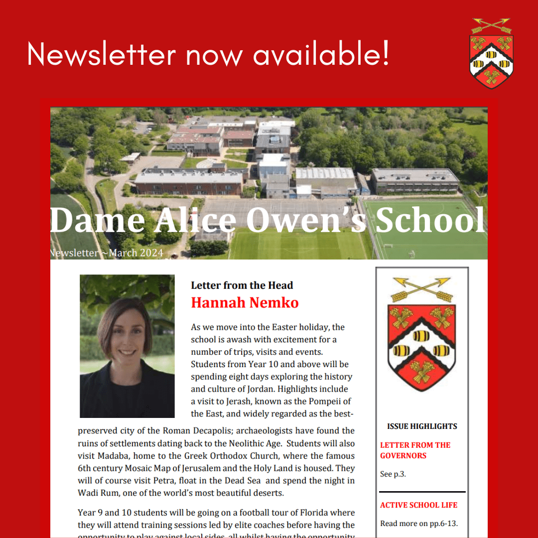 End of Term Newsletter Now Available! | Dame Alice Owen's School